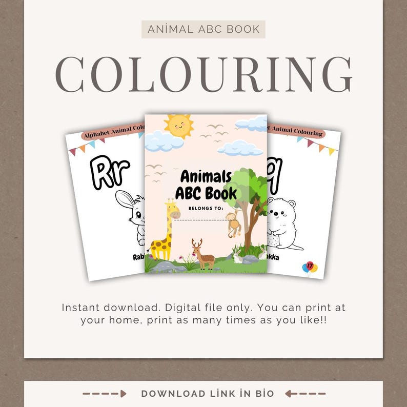 Animal ABC Coloring Book - Etsy