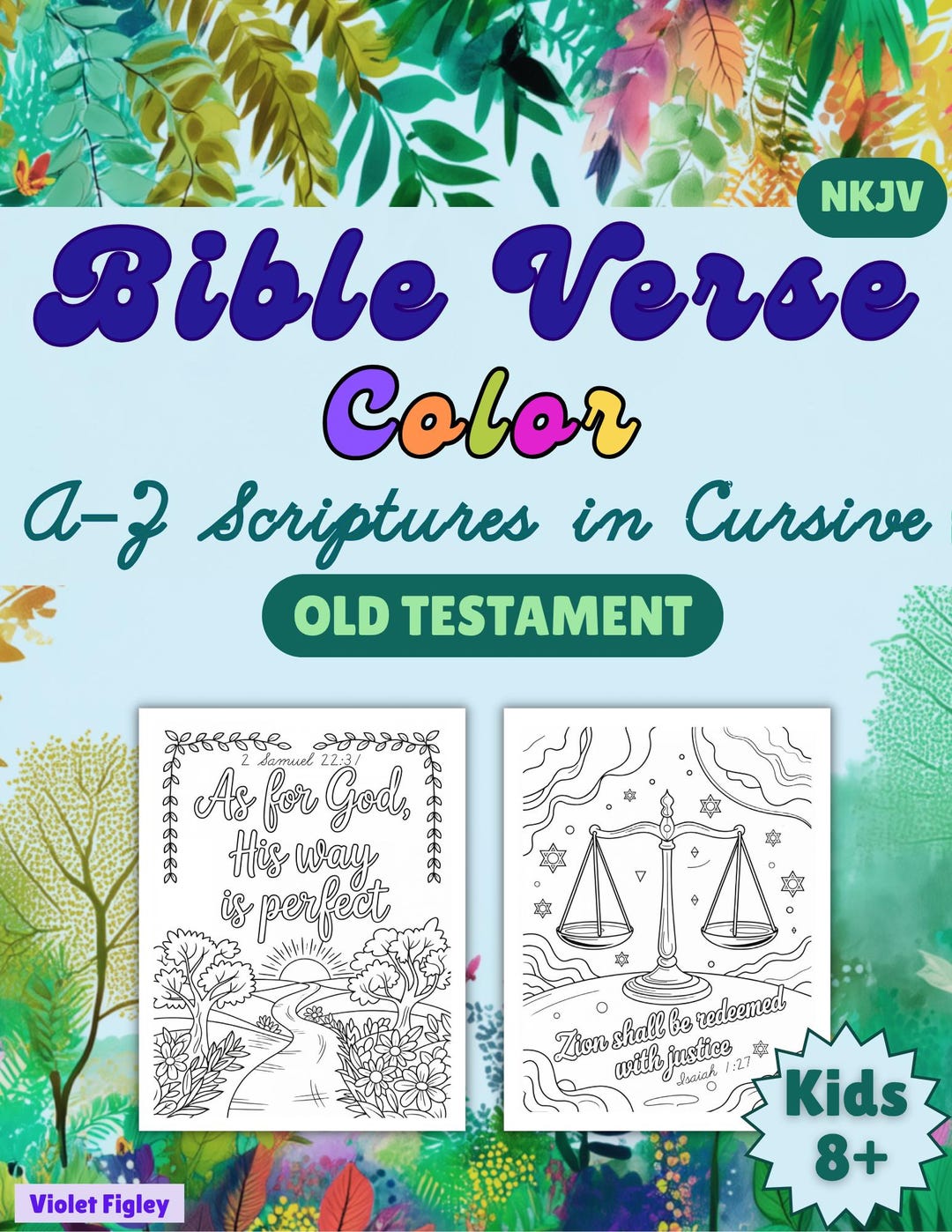 Cursive ABC Bible Verse Coloring Pages - Old Testament (digital ...