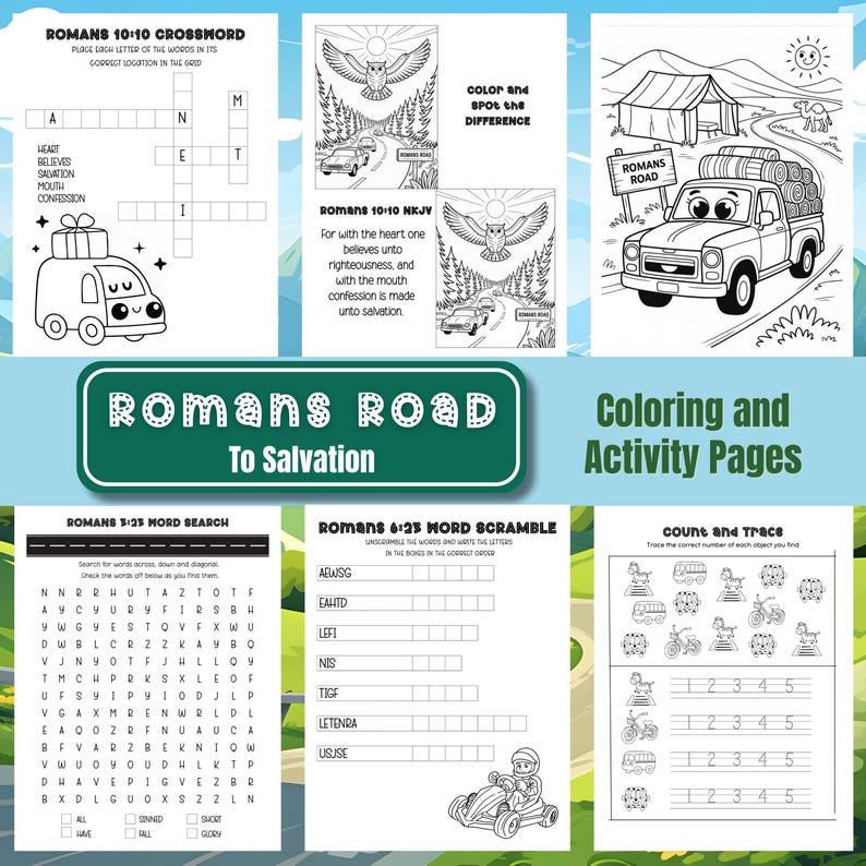 ROMANS ROAD to Salvation for Kids 4+, Coloring and Activity, Spot the ...