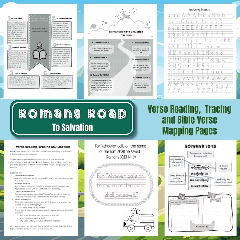 ROMANS ROAD to Salvation for Kids 4+, Bible Verse Reading, Tracing and ...