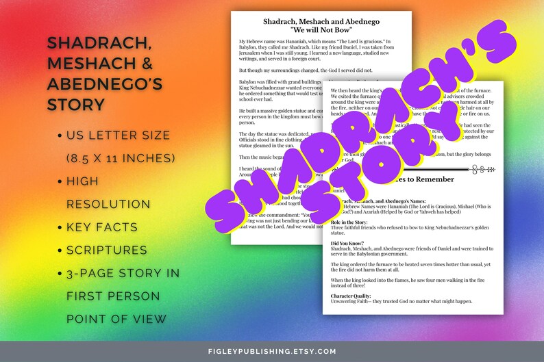 Shadrach, Meshach & Abednego Fiery Furnace Bible Story Activity Pack ...