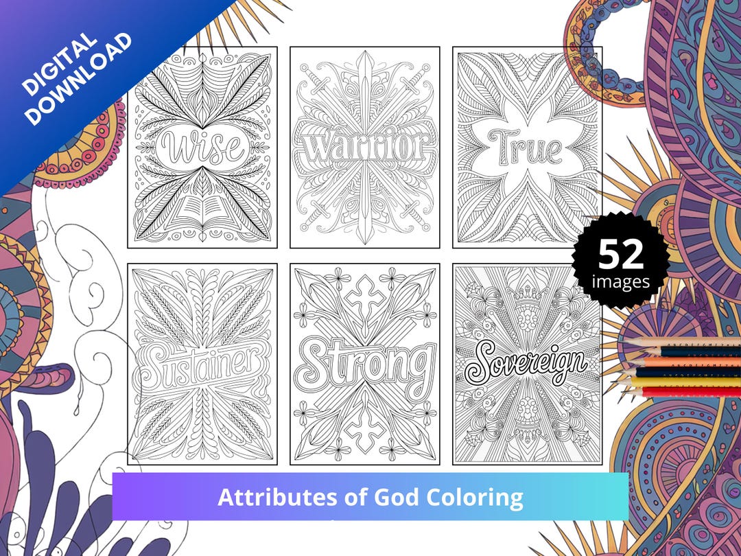 Attributes of God Adult Coloring Book: 52 Pages to Color & Meditate on ...