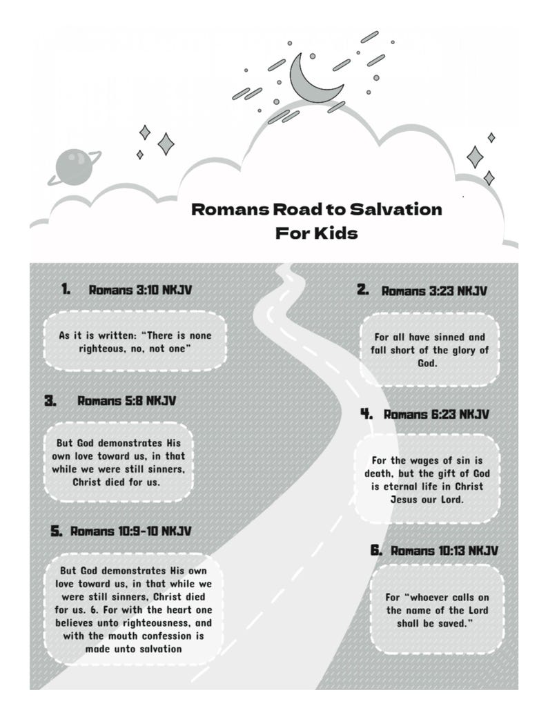 ROMANS ROAD to Salvation for Kids 4+, Coloring and Activity, Spot the ...