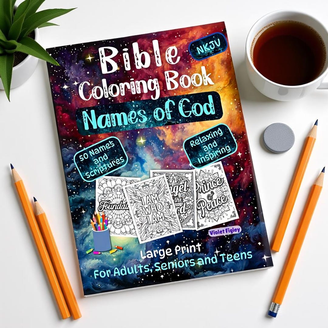 Names of God Coloring Book: 50 Bible Verses, Large Print (digital ...
