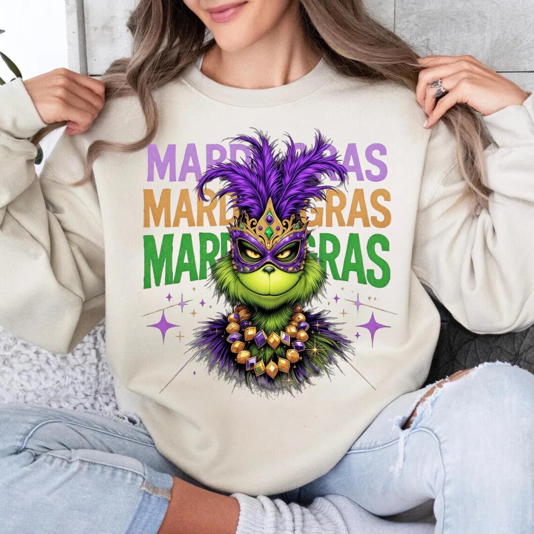 Mardi Gras Grinch PNG: Masked Carnival Design , Festival Shirt (digital ...
