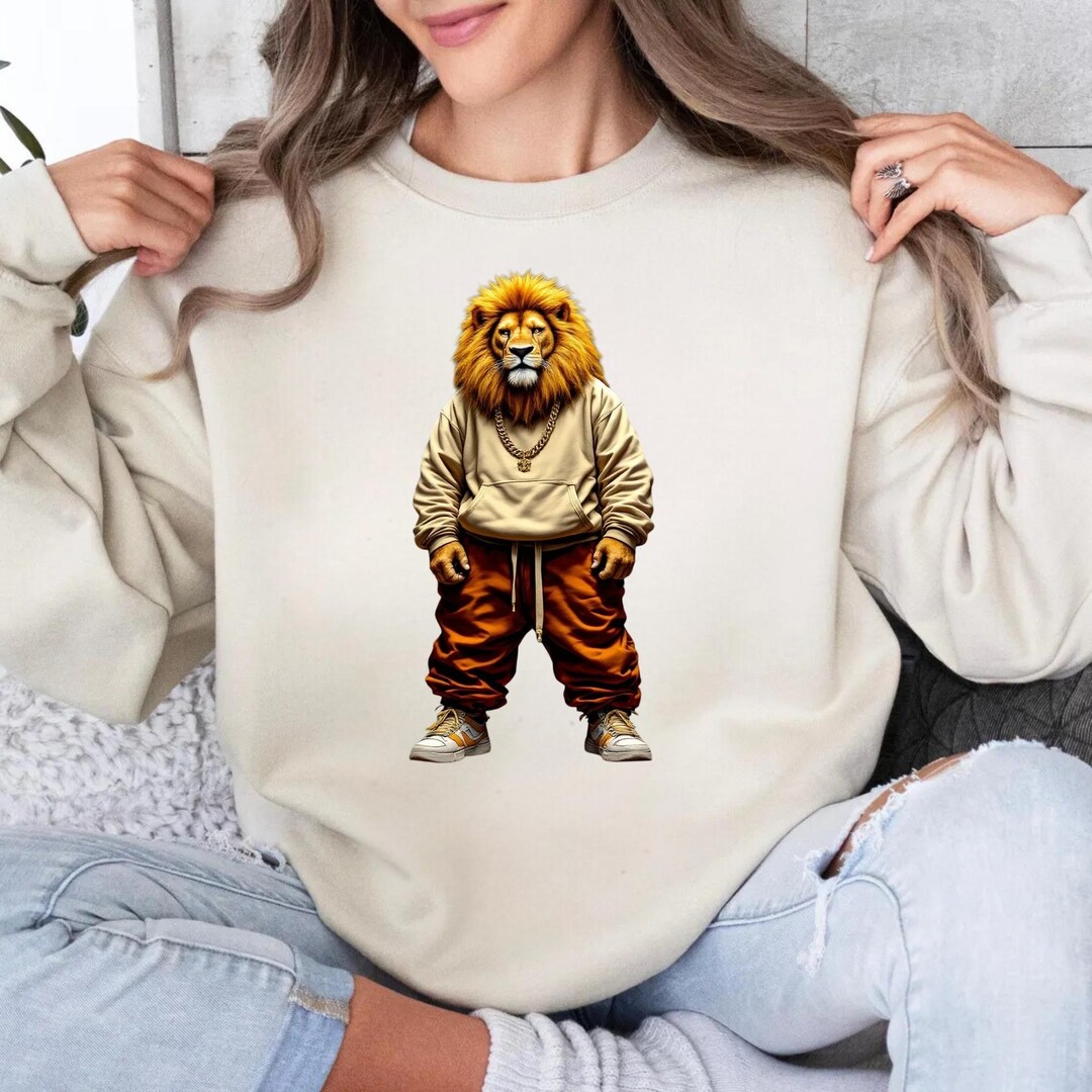 Streetwear Lion King, Urban Jungle Style, Hip Hop Lion, Stylish Beast ...