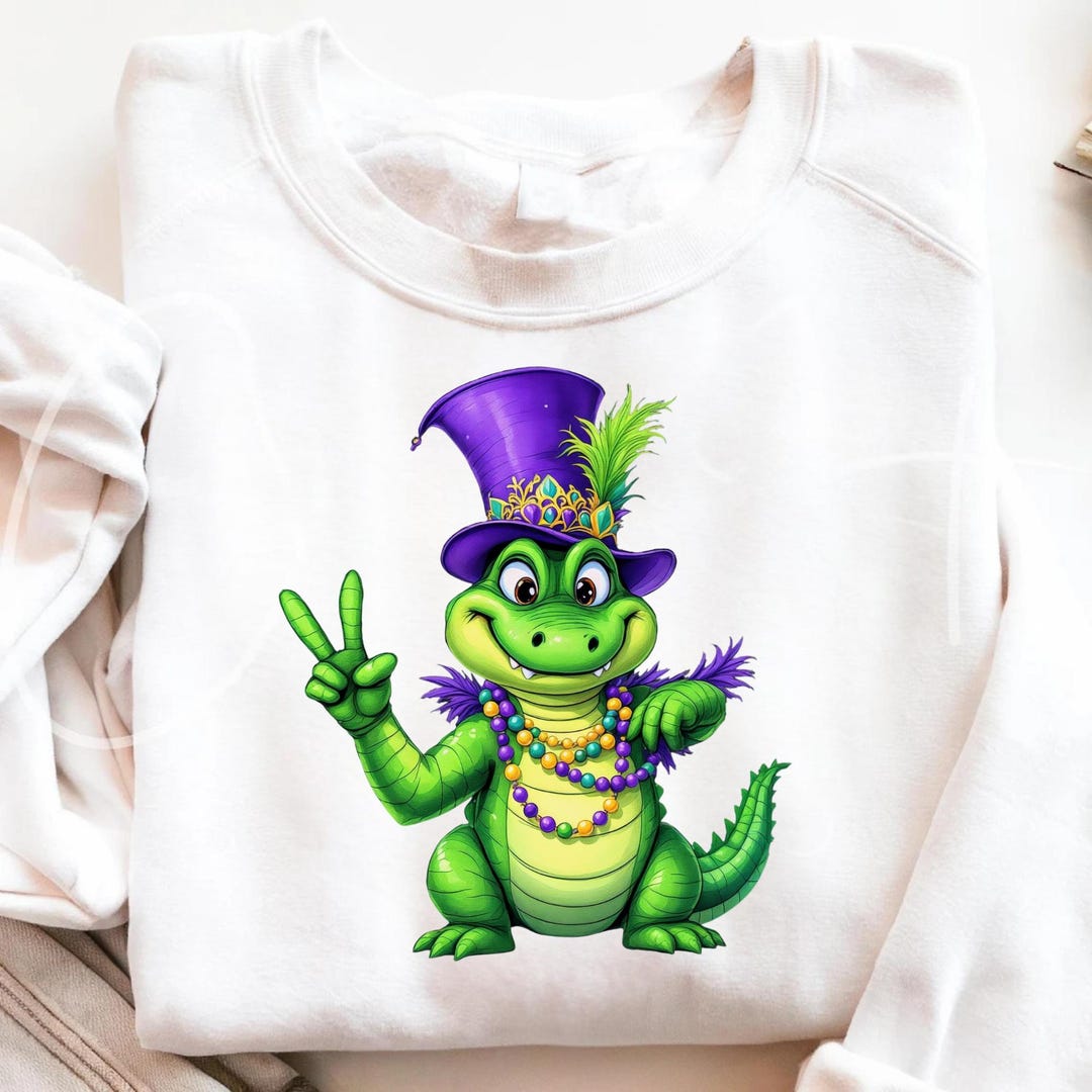 Mardi Gator Party Png, Gator Style Fun Design, Parade Time Gator Png ...
