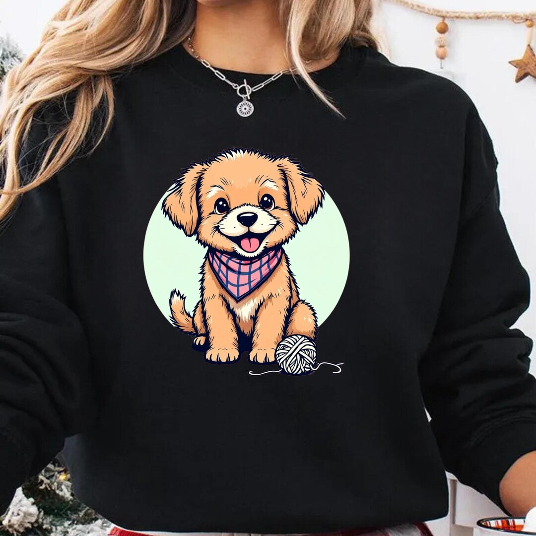 Cute Puppy Bandana Png, Fluffy Dog Smiling Design, Adorable Pet Lover ...