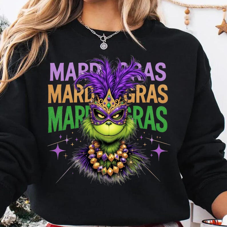 Mardi Gras Grinch PNG: Masked Carnival Design , Festival Shirt (digital ...