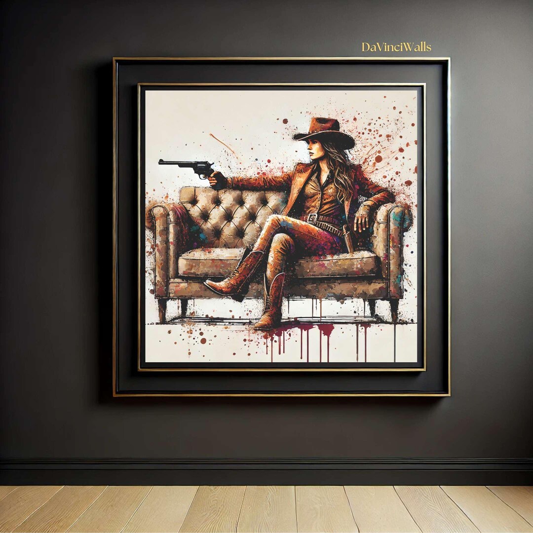 Western Revolver Splatter Poster Rustic Western & Cowboy Print, Brown ...
