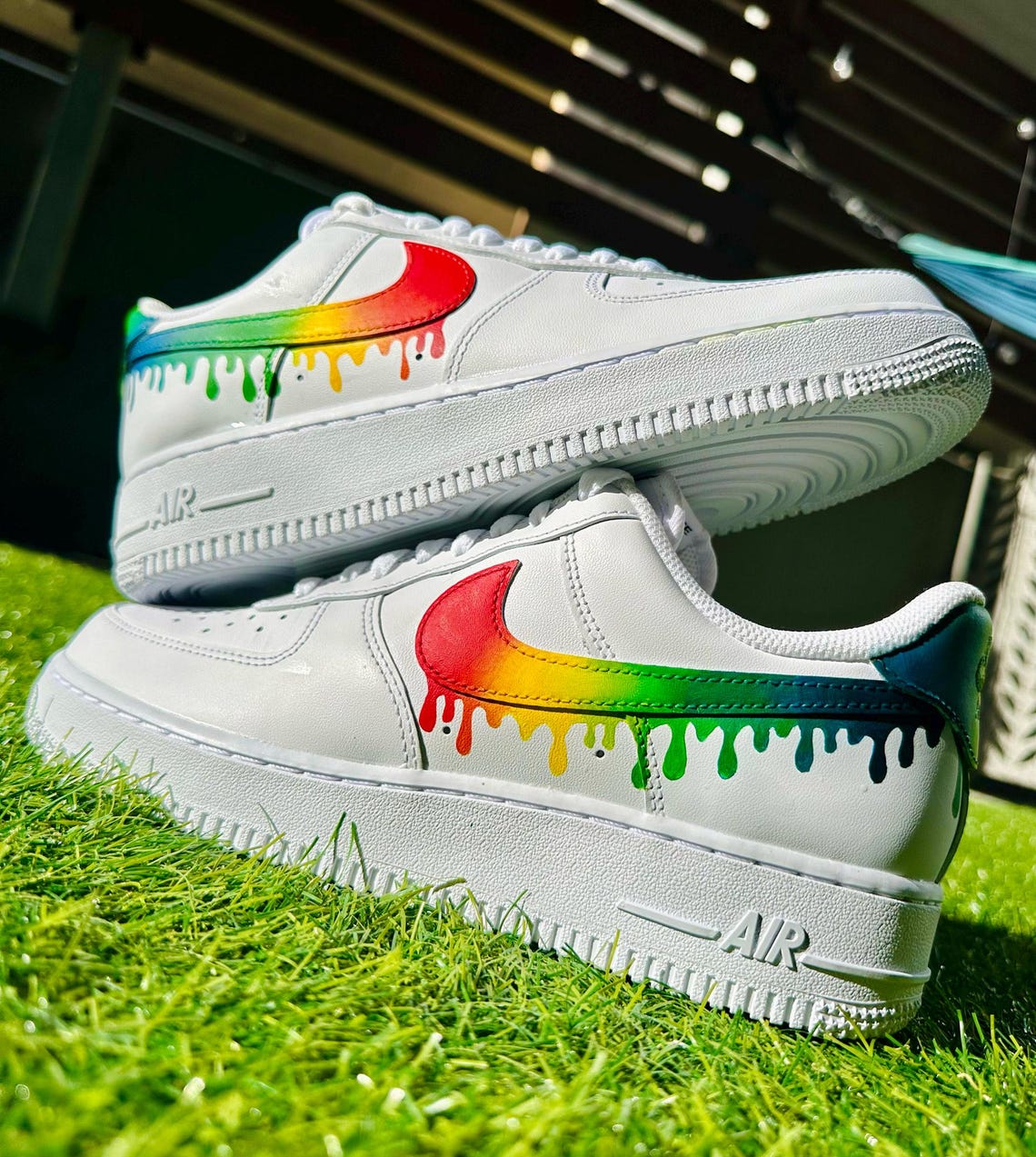 Custom Airforce 1, Custom Nike Shoes, Rainbow Drip Custom, Hand-painted ...