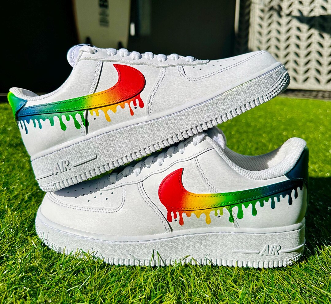 Custom Airforce 1, Custom Nike Shoes, Rainbow Drip Custom, Hand-painted ...