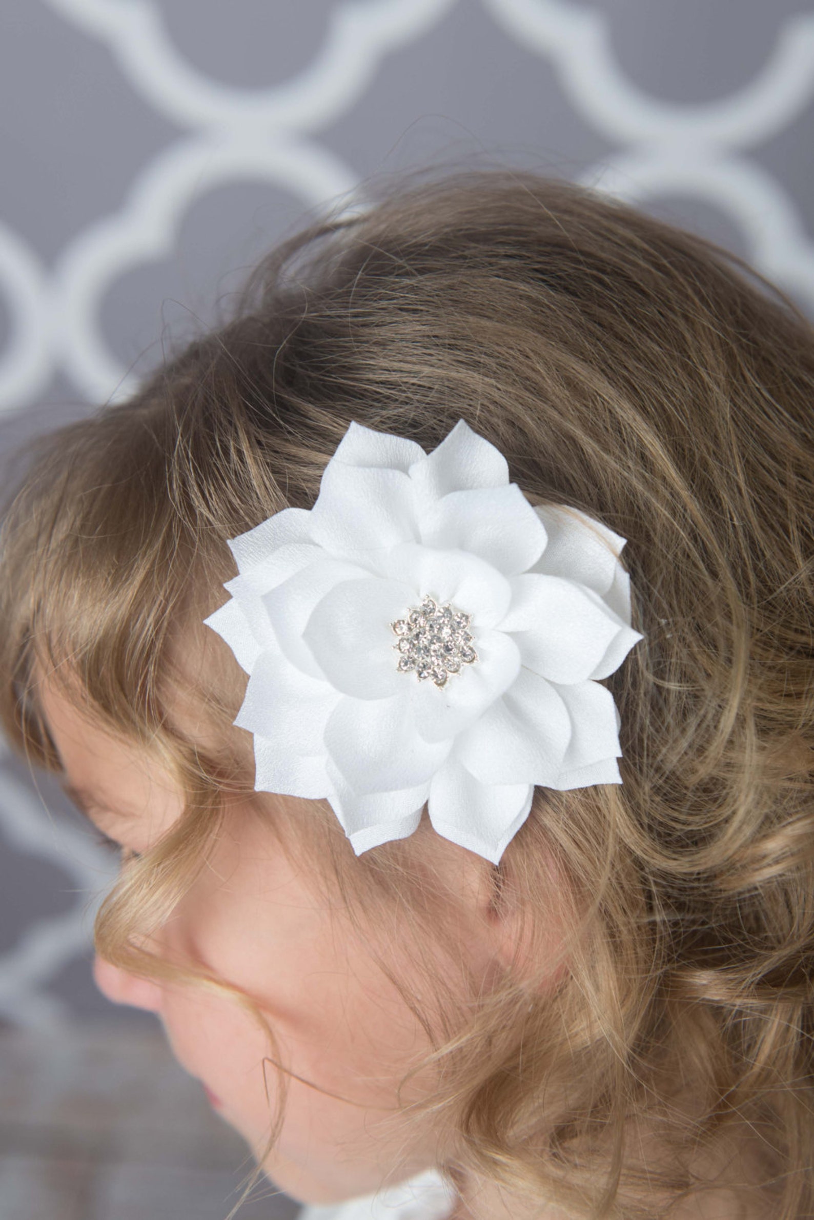 Navy Flower Clip Silver Hair Clip Girl Hair Clip Flower - Etsy