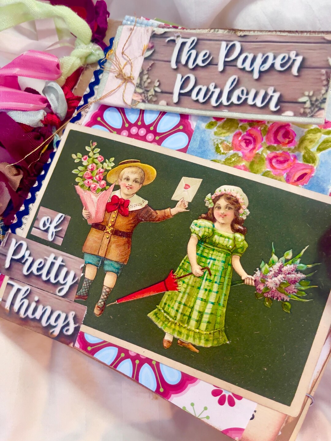 1 “the Paper Parlour of Pretty Things” Paper Bag Vintage Scrapbook ...