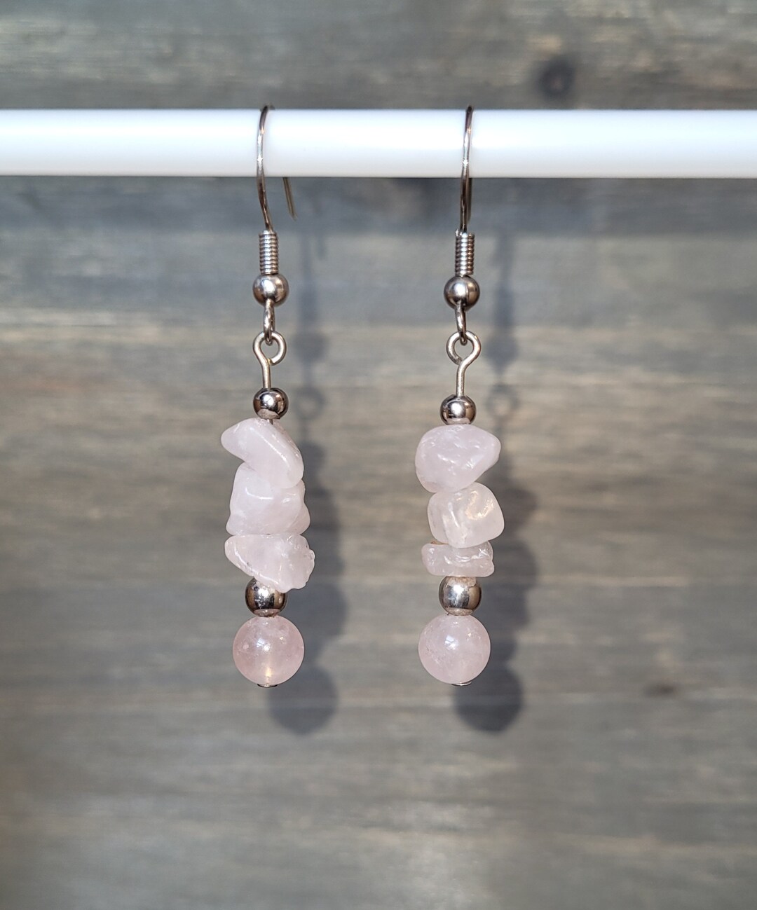 Rose Quartz Earrings Rose Quartz Chip Earrings Rose Quartz and Silver ...
