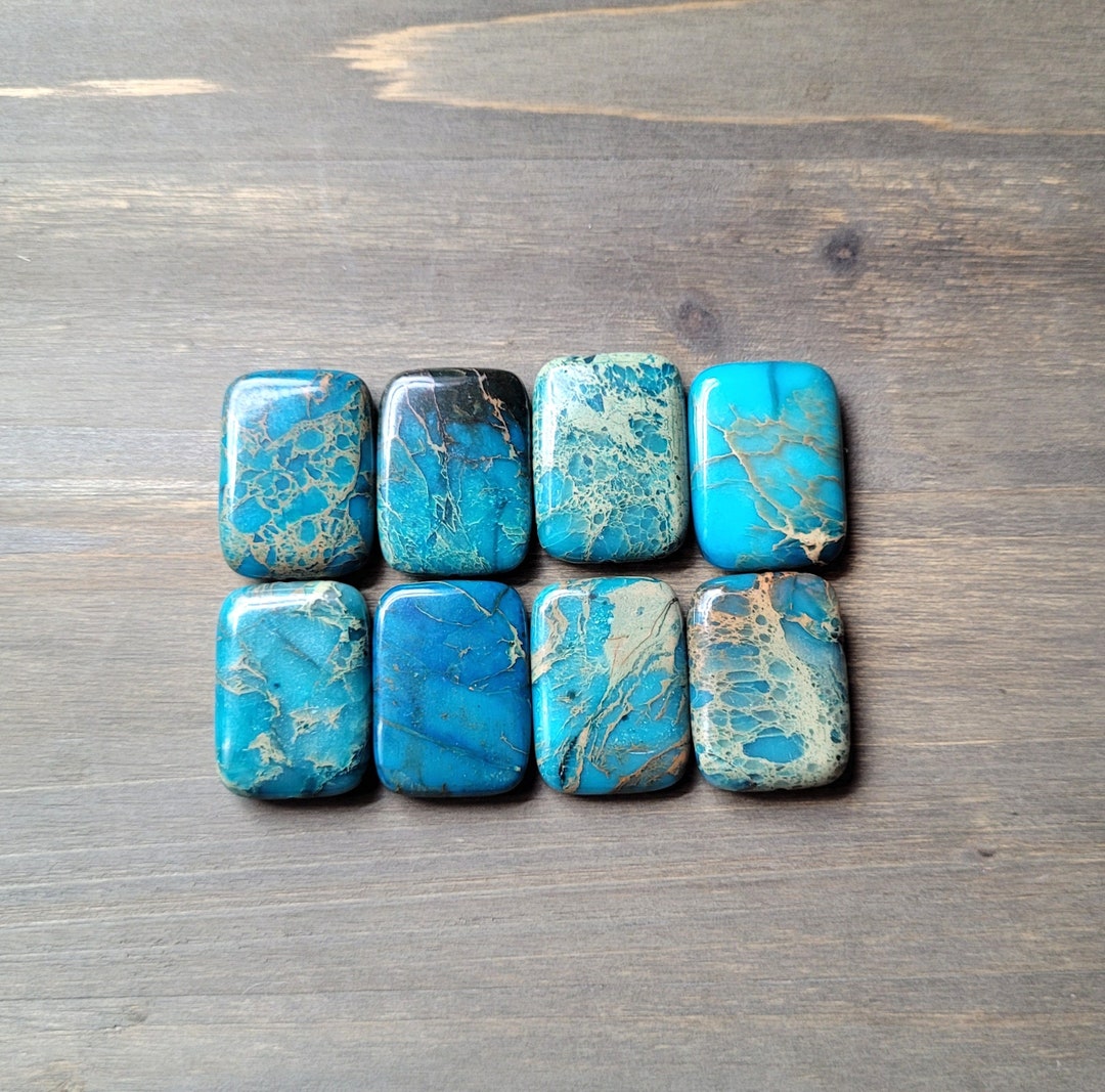 Destash - 30mm Aqua Terra Jasper Beads - Puffed Rectangle Aqua Terra ...