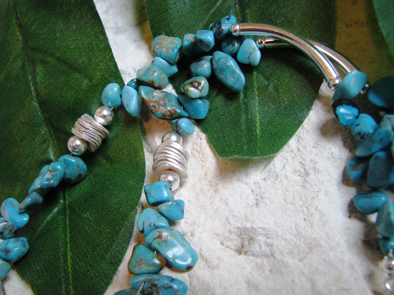 Silver Wire Wrapped Turquoise Pendant Necklace - Turquoise Necklace ...