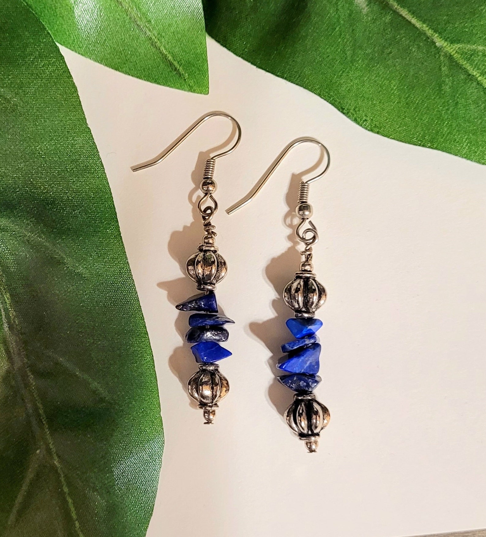 Lapis Lazuli Chip Earrings - Lapis Lazuli Silver Earrings - Lapis ...
