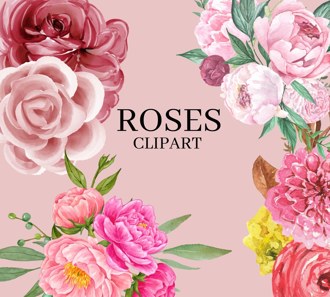 Roses Clipart, Flower Bouquet Clipart, Floral Arrangement, Real Flower ...