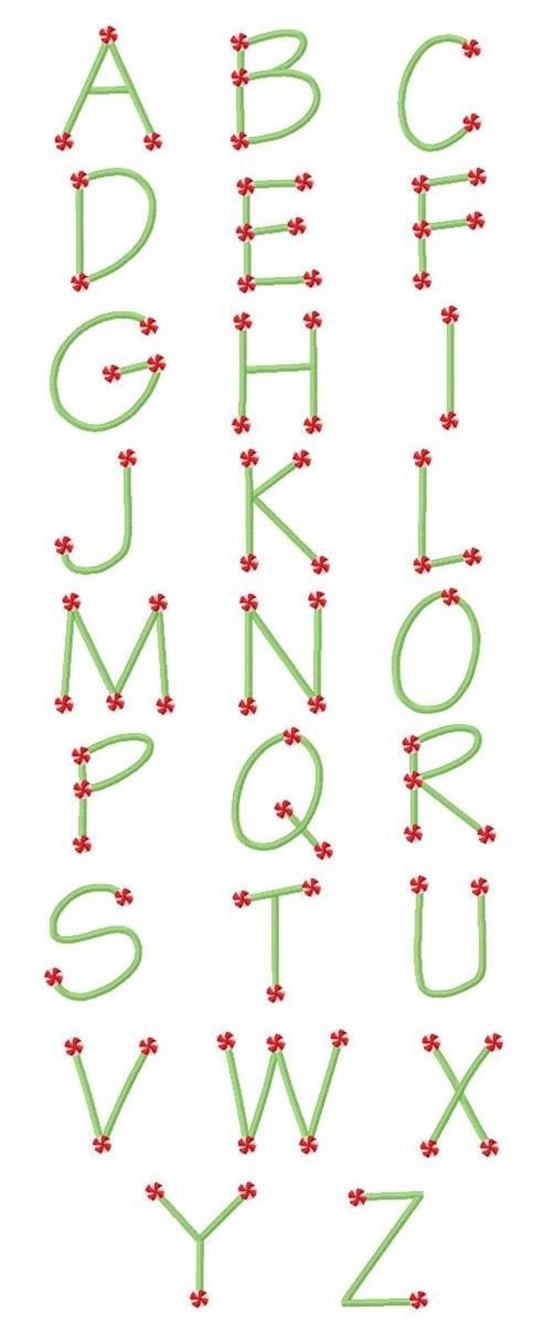 Peppermint Twist Christmas Font Machine Embroidery - Etsy