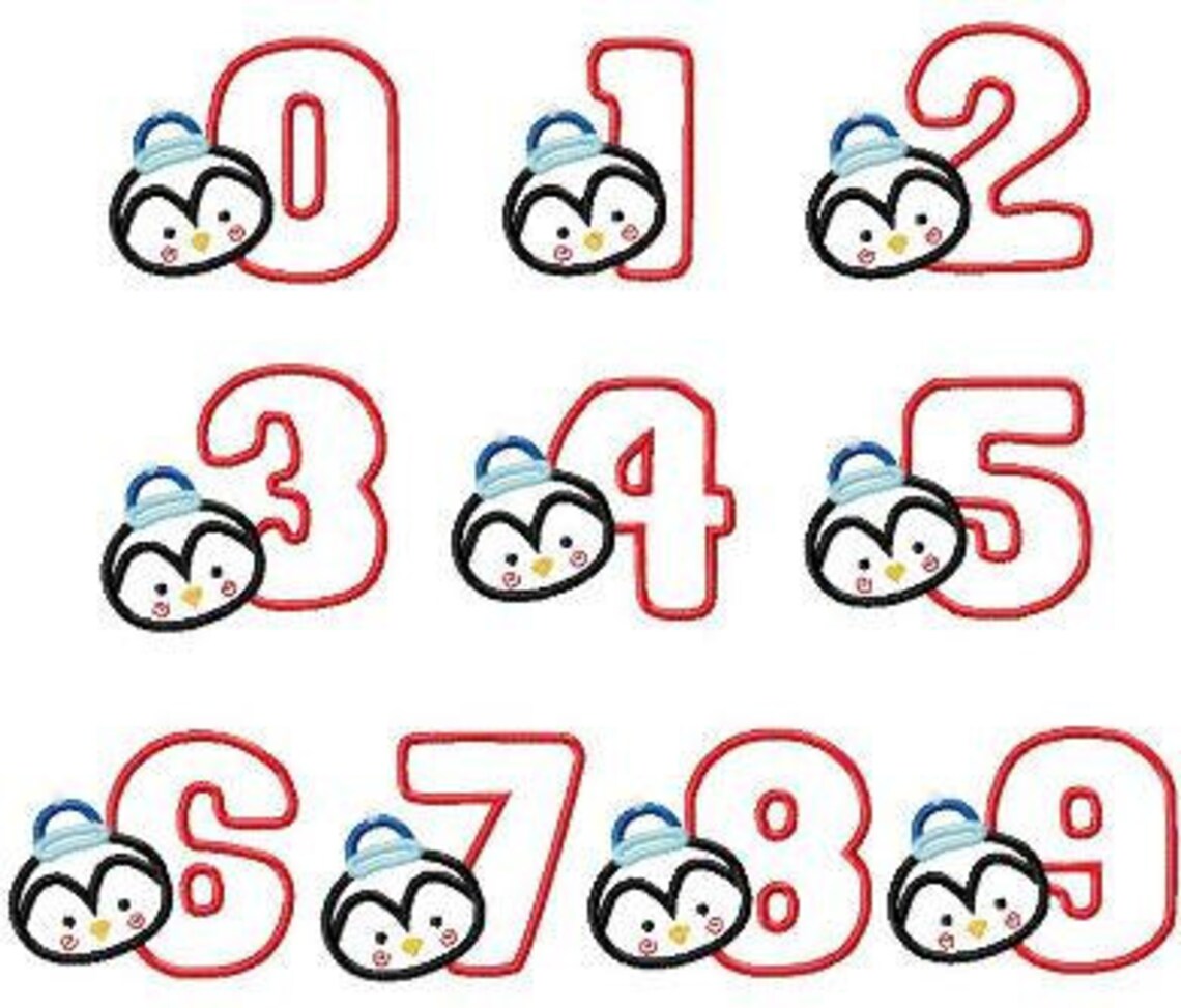 Penguin Applique Font 4 Sizes | Etsy