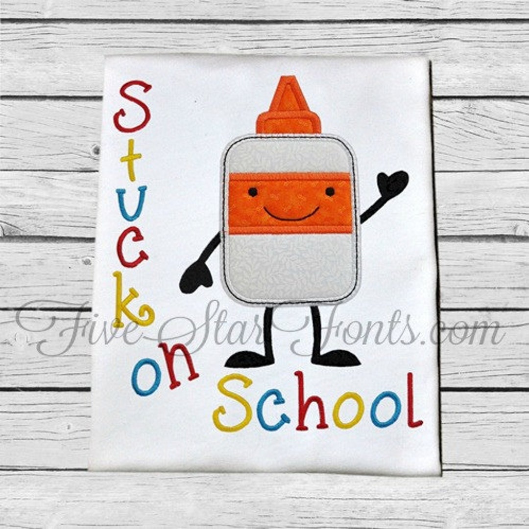 Glue Bottle Cutie Applique Back to School Design Stuck on School - Etsy