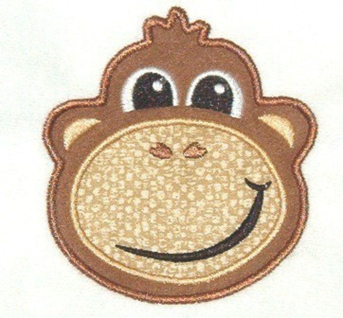 Monkey Face Machine Embroidery Applique Design - Etsy