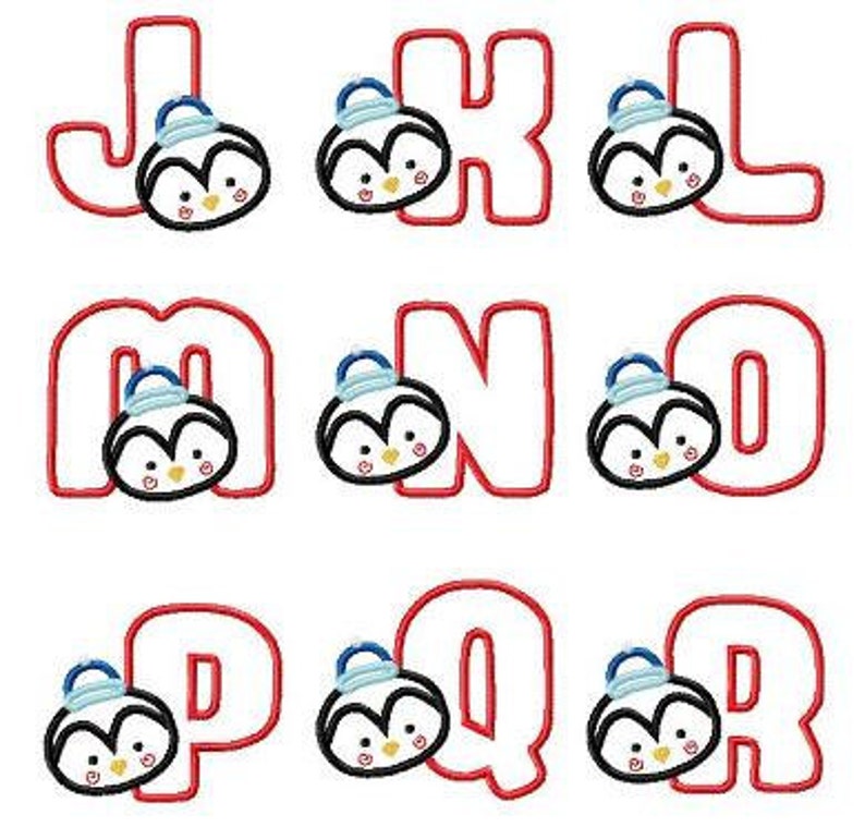 Penguin Applique Font 4 Sizes | Etsy