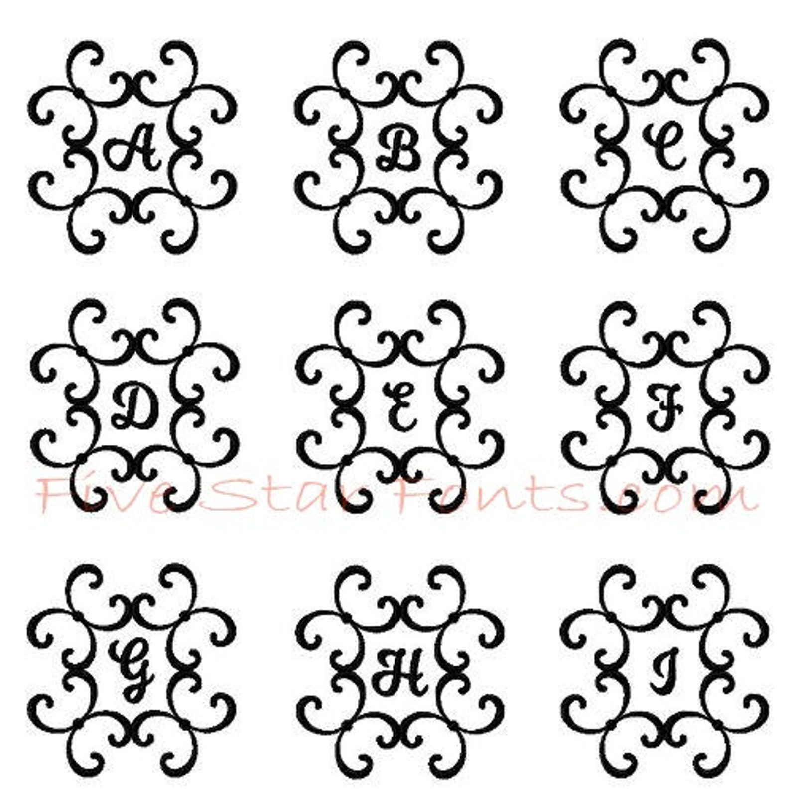 Refined Elegant Swirl Monogram Font Machine Embroidery - Etsy