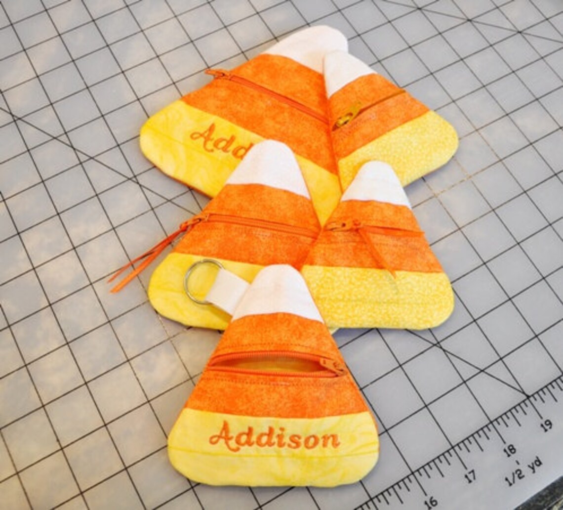 ITH Candy Corn Coin Purse in the Hoop Halloween Zip Pouch | Etsy