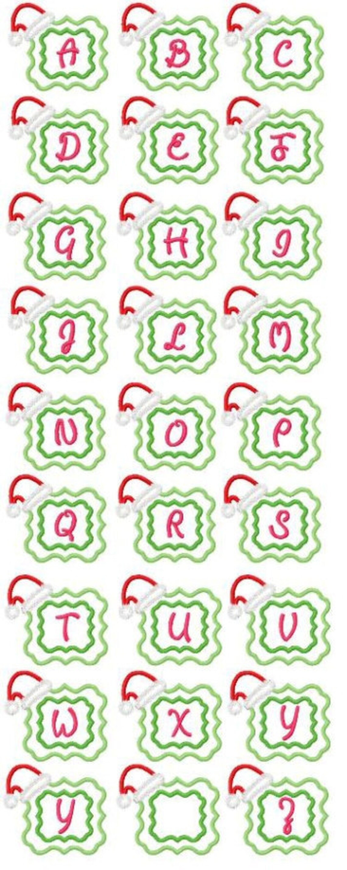Santa Hat Monogram Applique Font Frame Machine Embroidery - Etsy