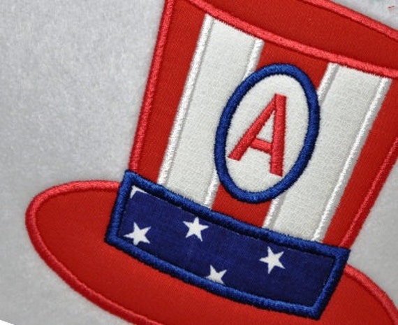 Uncle Sam Hat Monogram Machine Embroidery Applique | Etsy