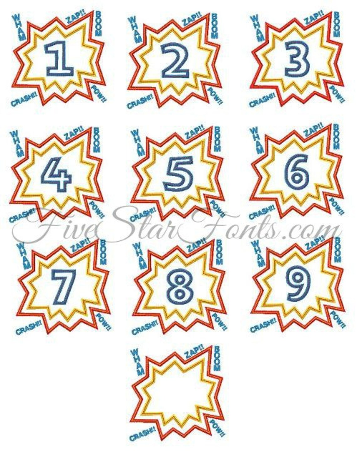 Super Hero Comic Bubble Applique Numbers | Etsy