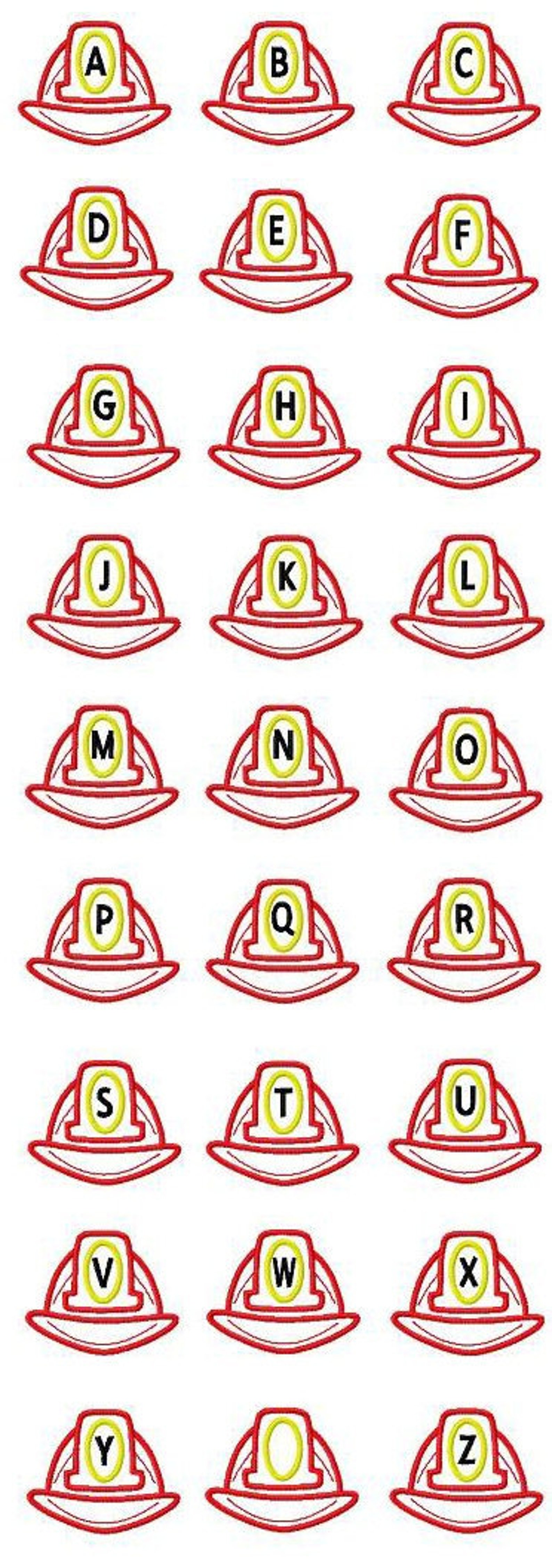 Firefighter Helmet Monogram Machine Embroidery Applique | Etsy