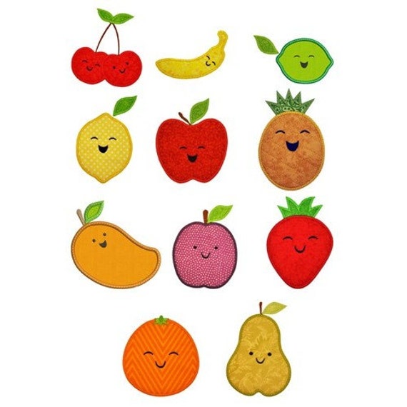Happy Fruit Applique Design Set - Etsy