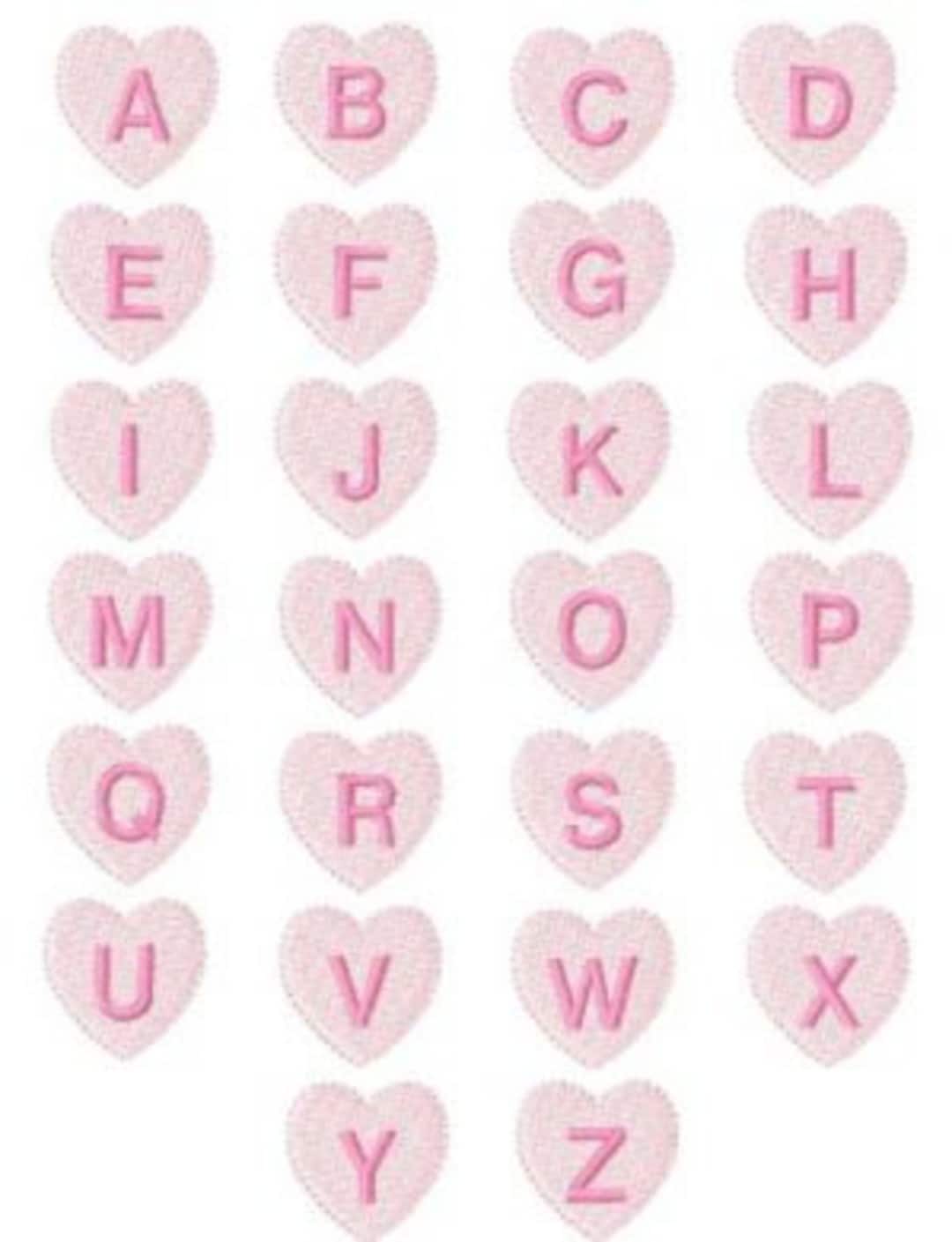 Candy Hearts Font - 6 Sizes PLUS 16 FREE BONUS Designs Fill Stitch Font ...
