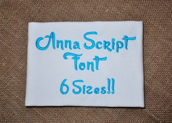 Anna Script Embroidery Font 6 Sizes | Etsy
