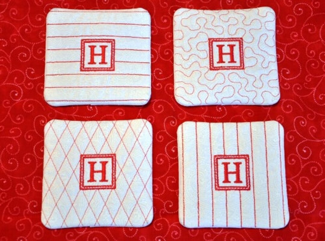 ITH Monogram Coasters - in the Hoop 4x4 No Sew - Etsy