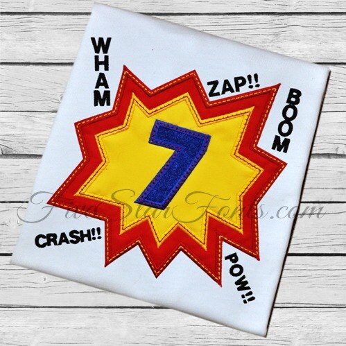 Super Hero Comic Bubble Applique Numbers - Etsy