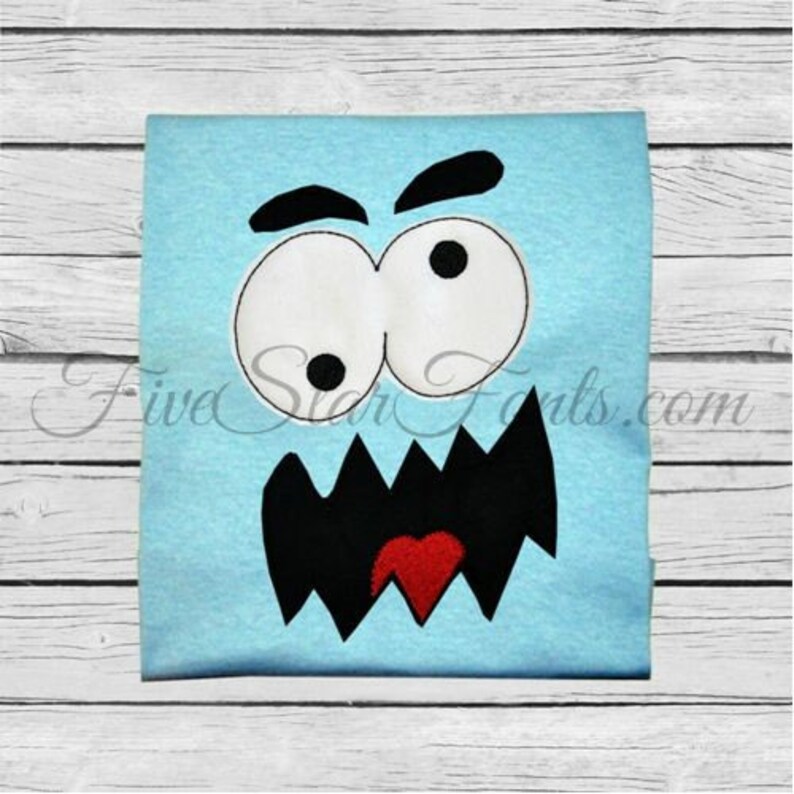 BUNDLE OF 8 Fun Funky Monster Faces Applique Designs Machine - Etsy