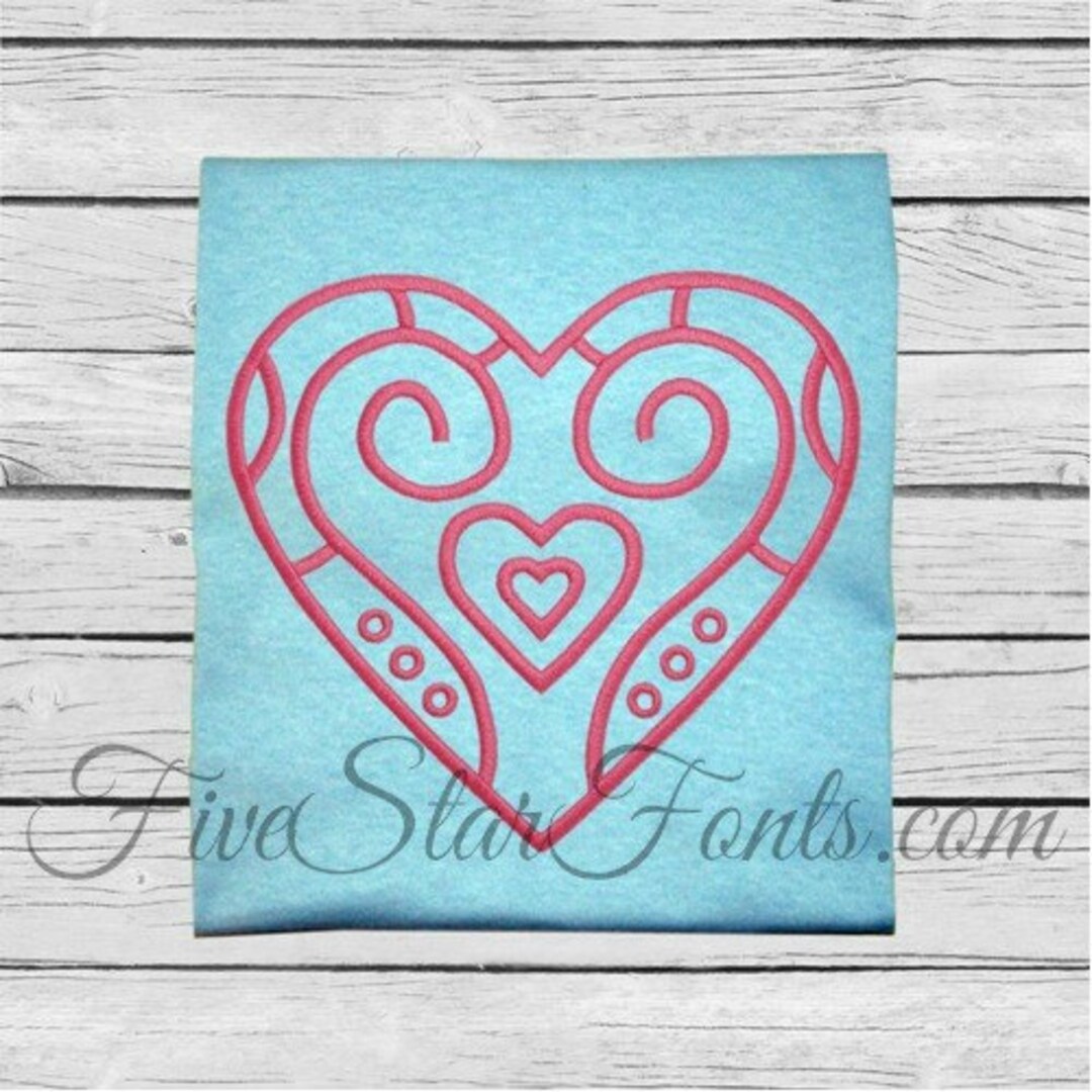 Art Deco Embroidery Heart Design - Etsy