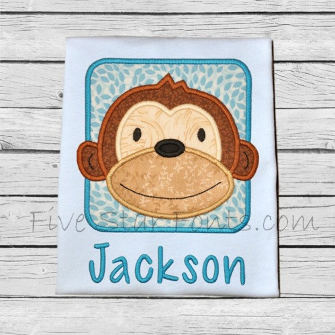 Monkey Block Applique - Etsy