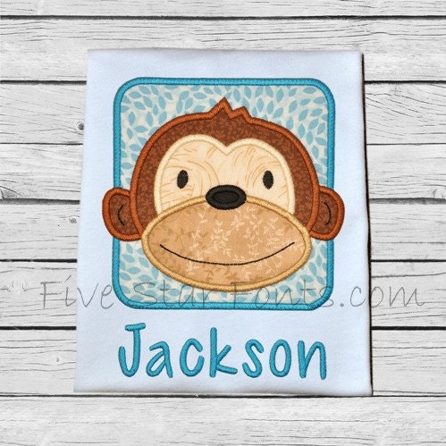 Monkey Block Applique - Etsy