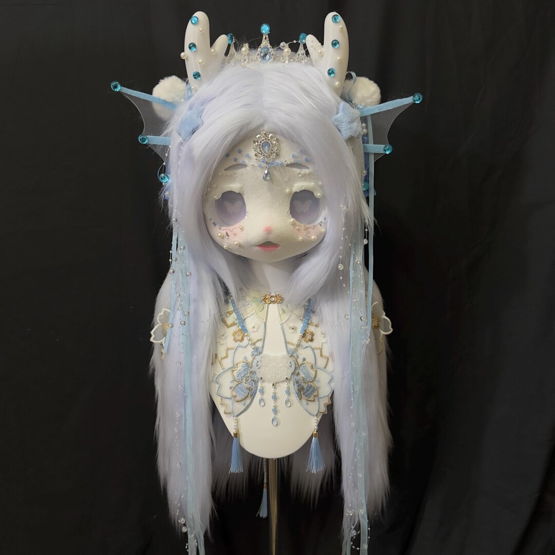 Merman Fursuit Head With Detachable Fins & Horns - Handmade Mermaid ...