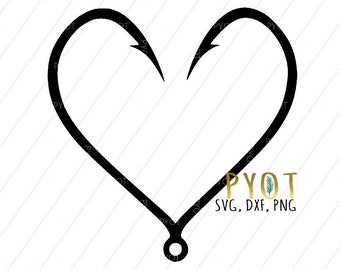 Fishing Hook Heart Instant Digital Download Svg Png Dxf - Etsy