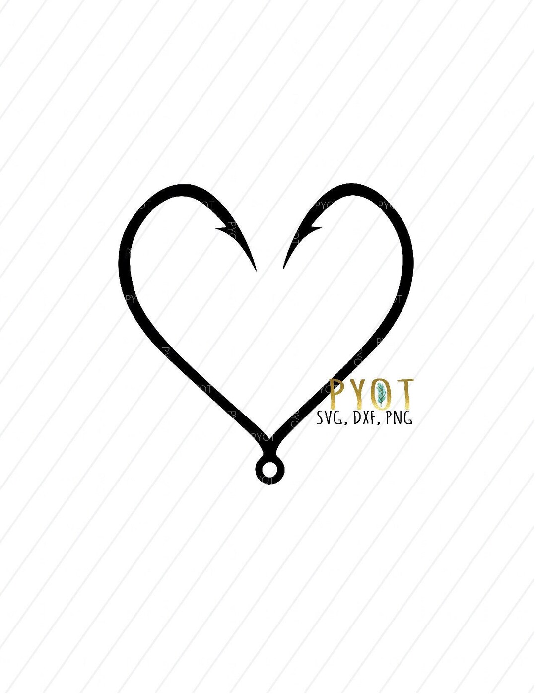 Fish Hook Heart SVG, DXF, PNG - Etsy