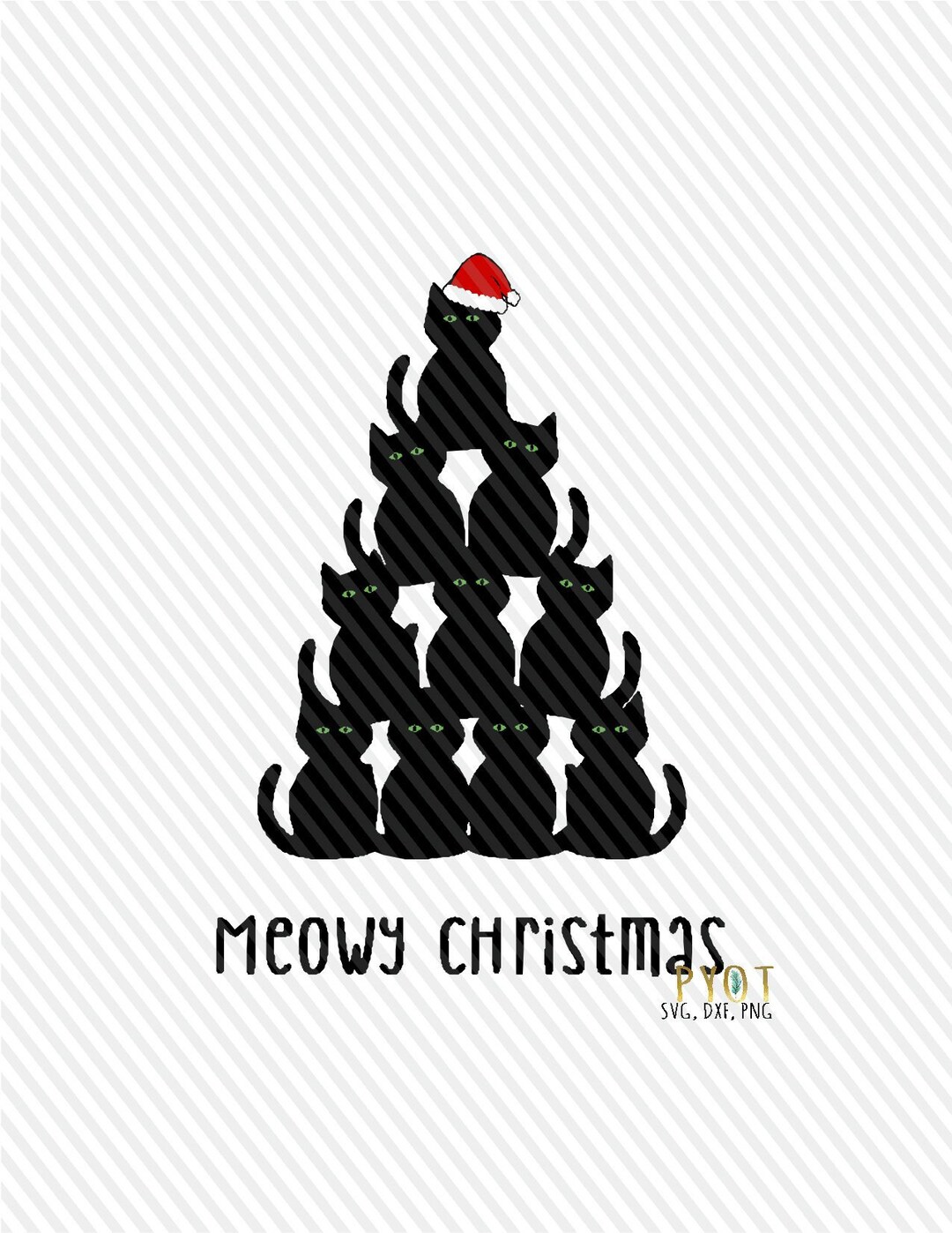 Meowy Christmas Cat Tree Svg Dxf Png Etsy
