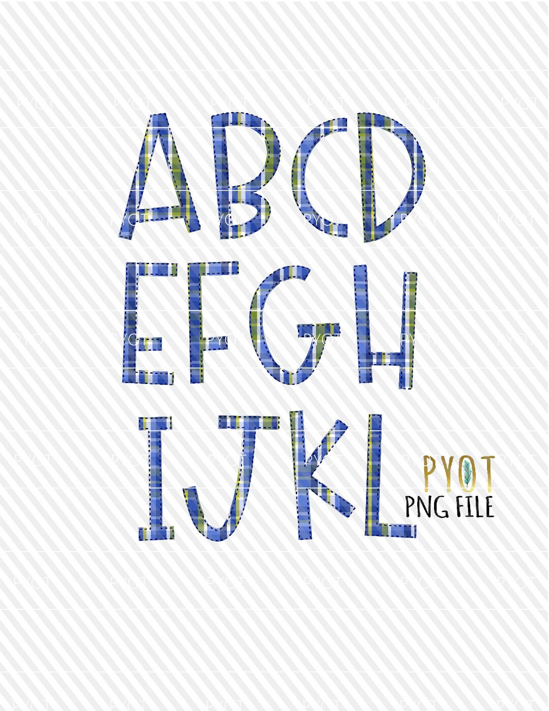 Blue Plaid Capital Letters PNG Designs,sublimation, Transfers, Applique ...