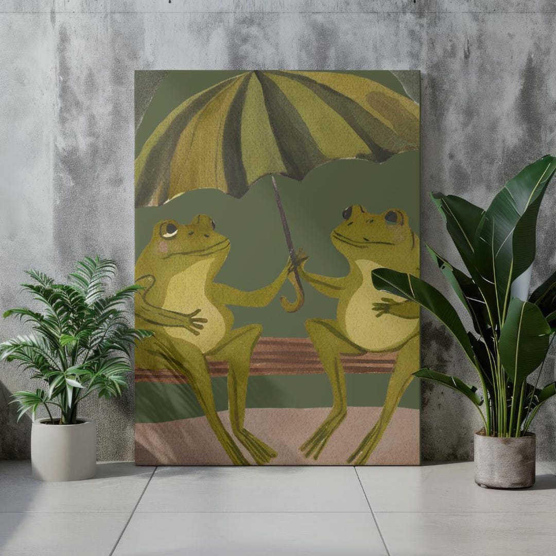 Frogs Sharing an Umbrella Digital Art Print - A1, A2, A3, A4, A5 ...