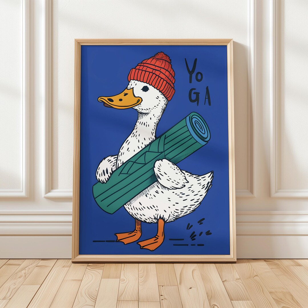 Animal Yoga Duck Print, Wall Art for Yoga Lovers, Quirky Meditation ...